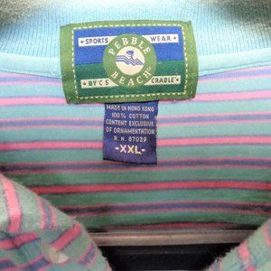 CS CRABLE | Shirts | Resort Casual Mens Xxl Green And Pink Pebble Beach ...